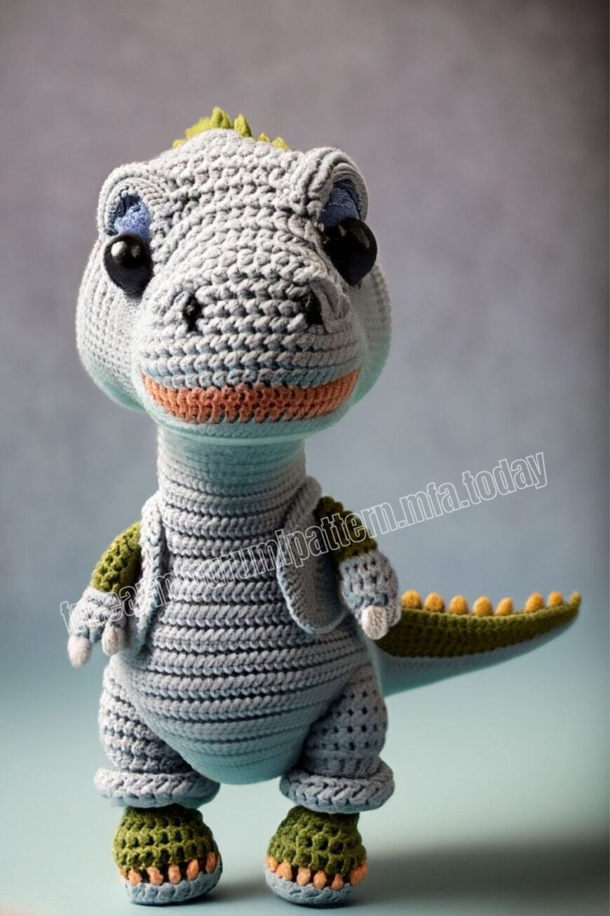 Amigurumi Blue Dinosaur T-rex Free Pattern-3 – Free Amigurumi Patterns