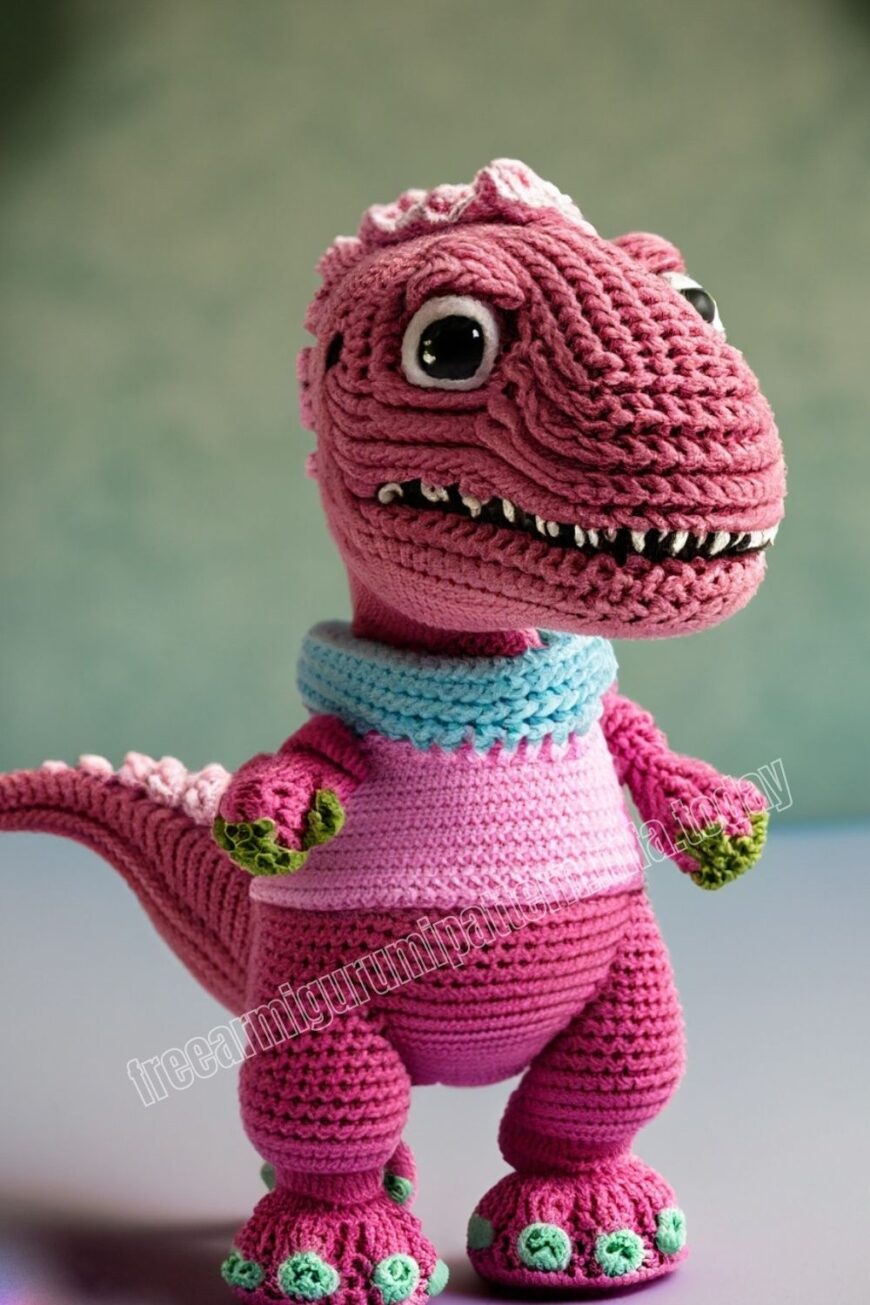 Amigurumi Blue Dinosaur T-rex Free Pattern-3 – Free Amigurumi Patterns