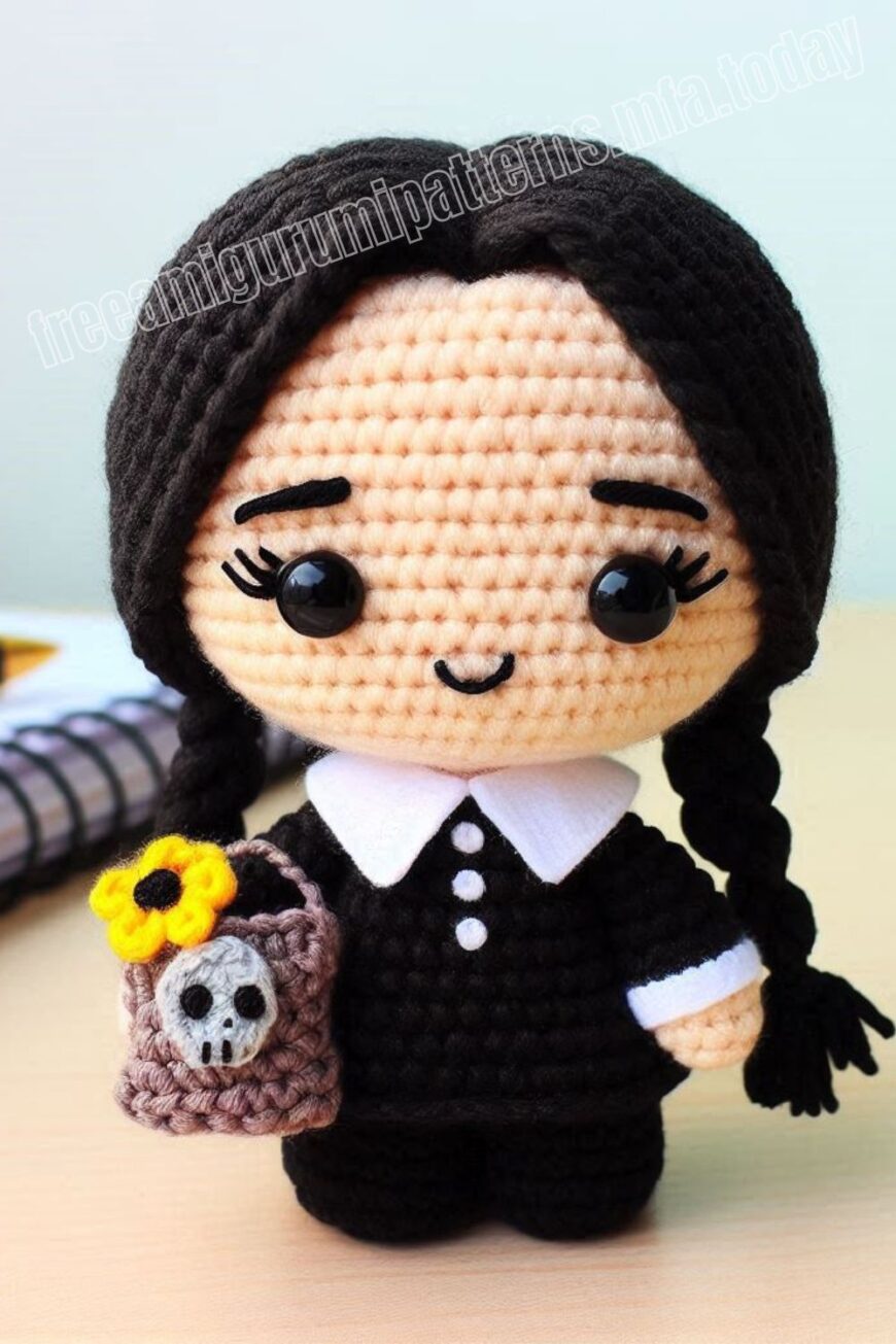 Amigurumi Wednesday Addams Keychain Doll Free Pattern-1 – Free ...