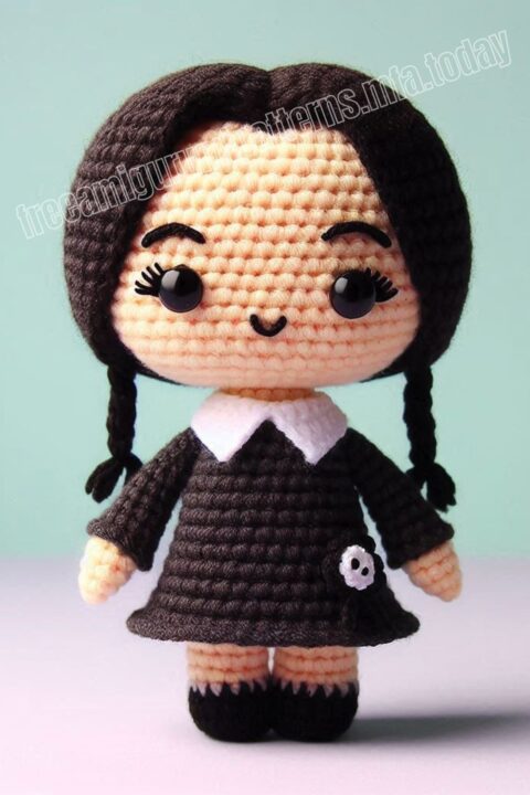 Amigurumi Wednesday Addams Keychain Doll Free Pattern-1 – Free ...