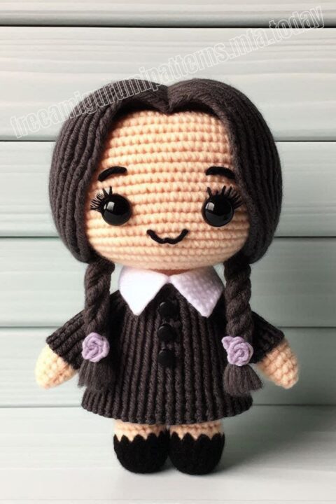 Amigurumi Wednesday Addams Keychain Doll Free Pattern-1 – Free ...