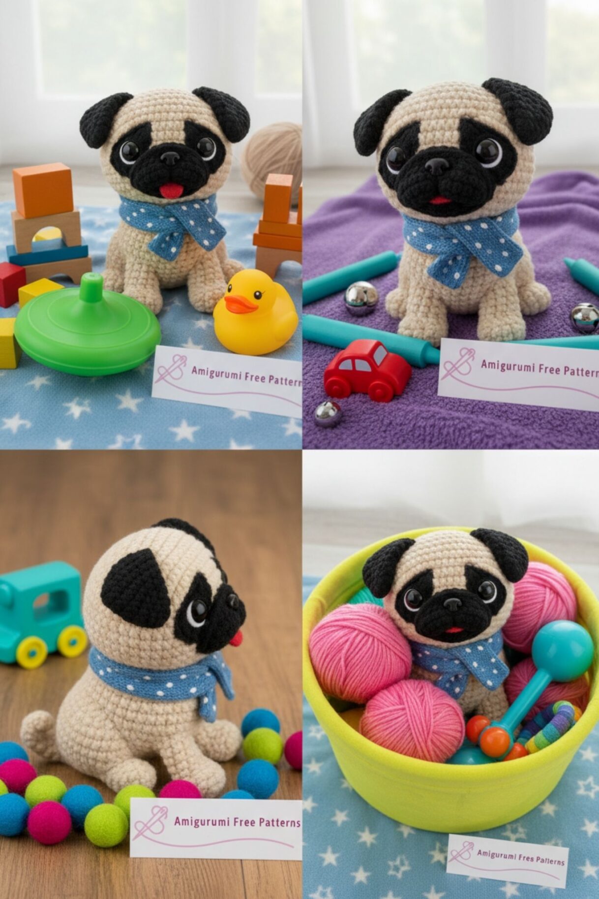 Amigurumi Little Pug Dog – Free Crochet Pattern – Free Amigurumi Patterns